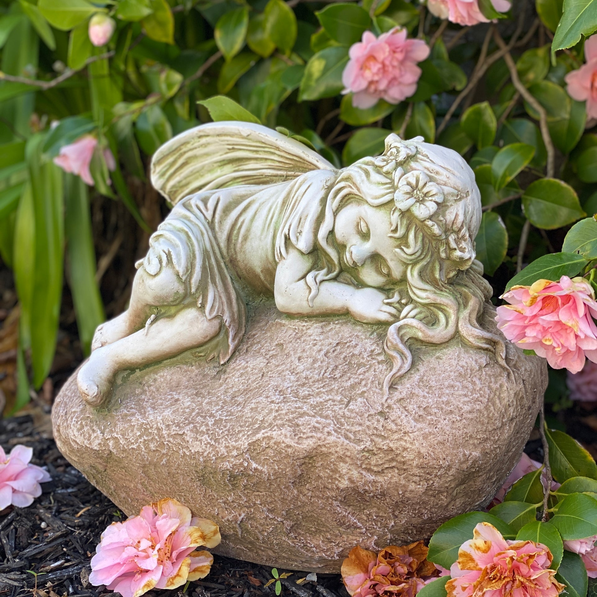 Statue Fairy - Resting/Sleeping on Rock – The Complete Garden