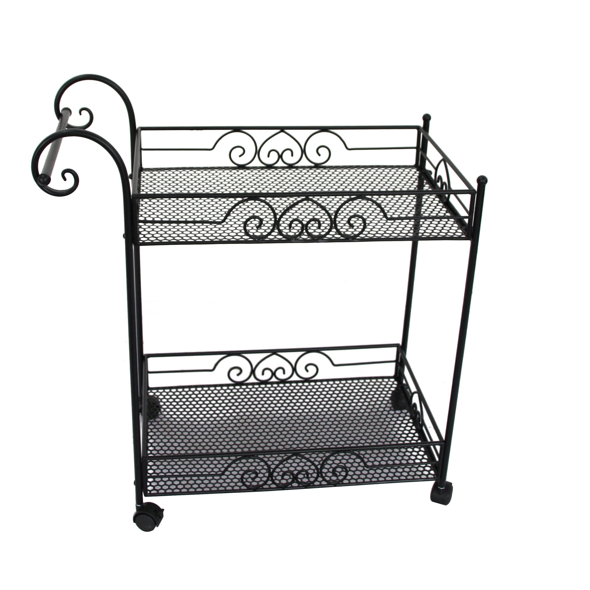 Trolley with Wheels & Metal Shelves Black|The Complete Garden